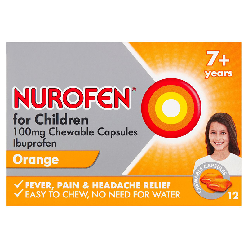 Nurofen for Children 100mg 12 Chewable Capsules Orange Flavour